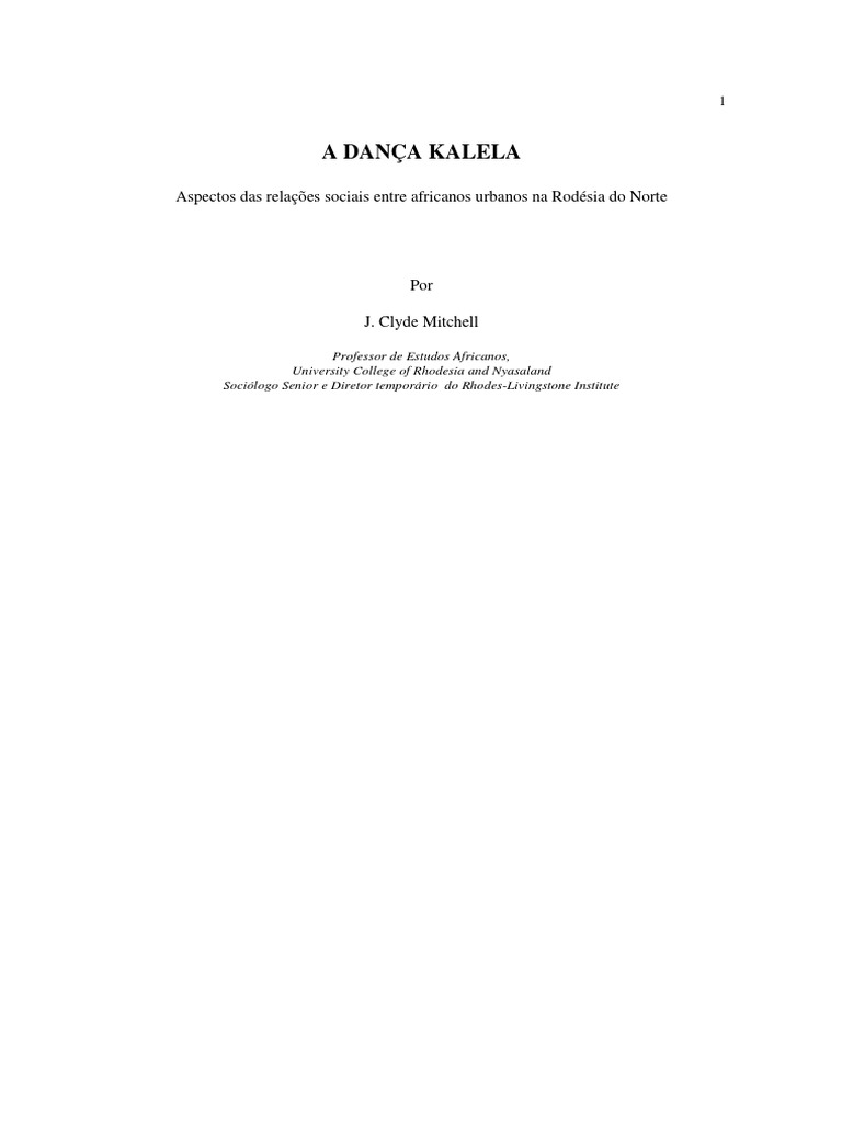 Dança Kalela e Relações Sociais na Rodésia | PDF | África | Sociologia