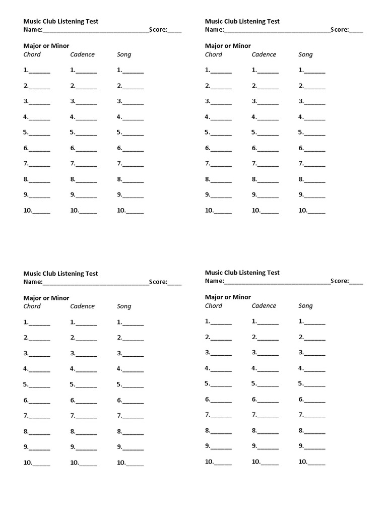 Chord Cadence Song Chord Cadence Song: Music Club Listening Test Music ...