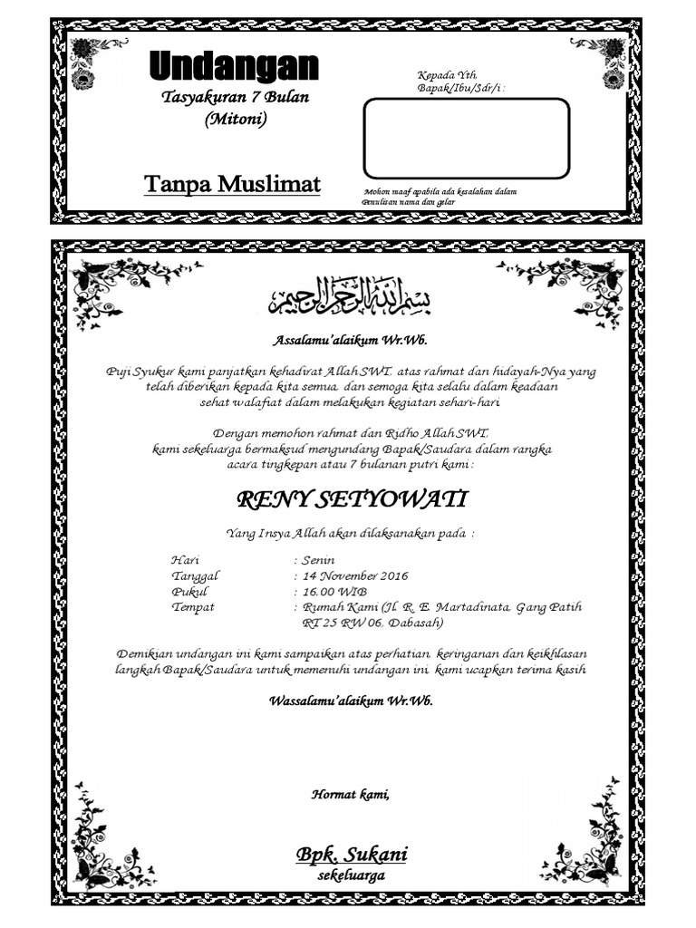 Undangan 7 Bulan | PDF