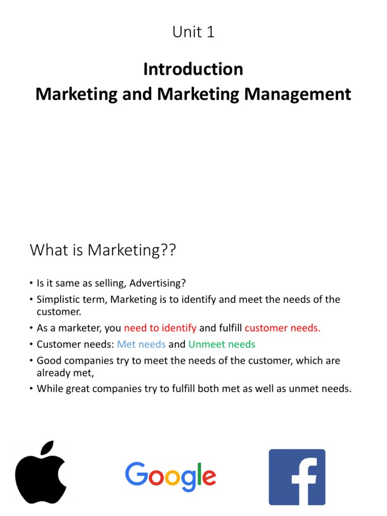 Marketing and Marketing Management: Unit 1 | Download Free PDF | Sales ...