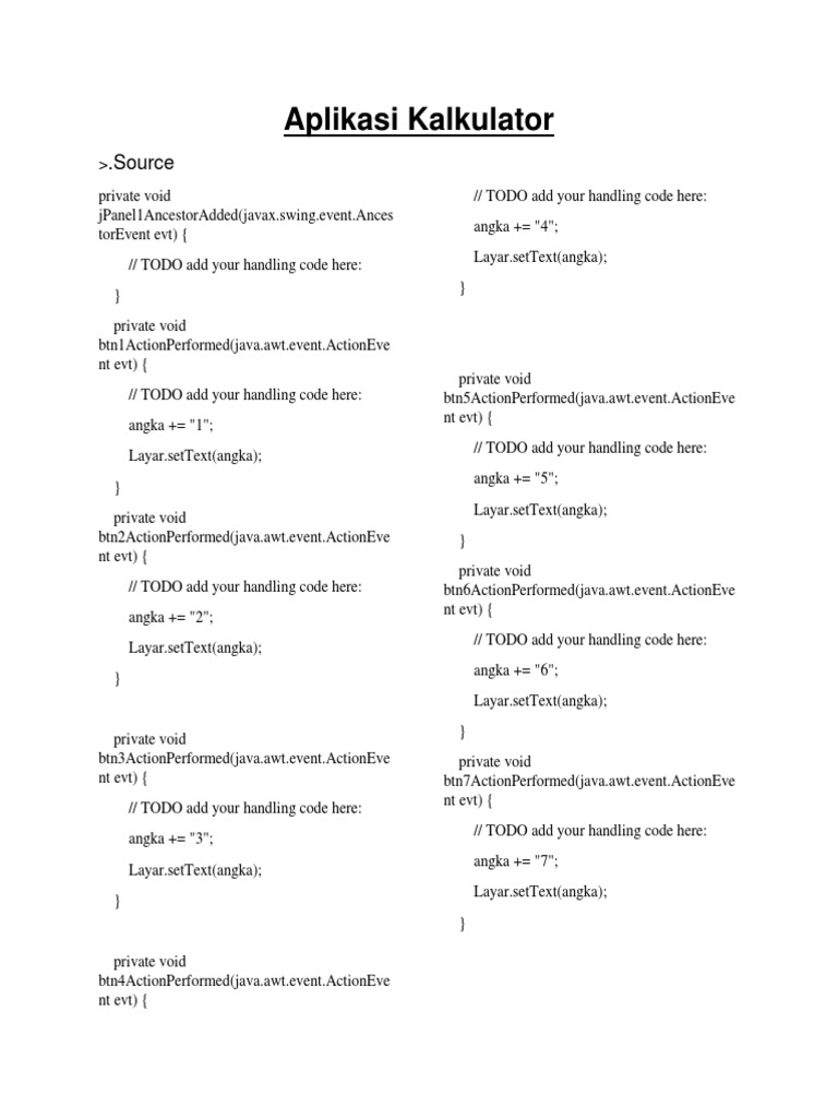 Aplikasi Kalkulator: .Source | PDF