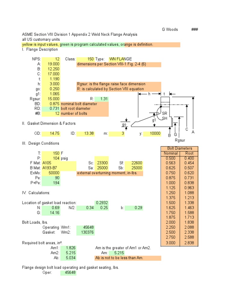 Cálculo Flange ASME VIII 1 Apendice 2 | PDF | Mechanical Engineering ...