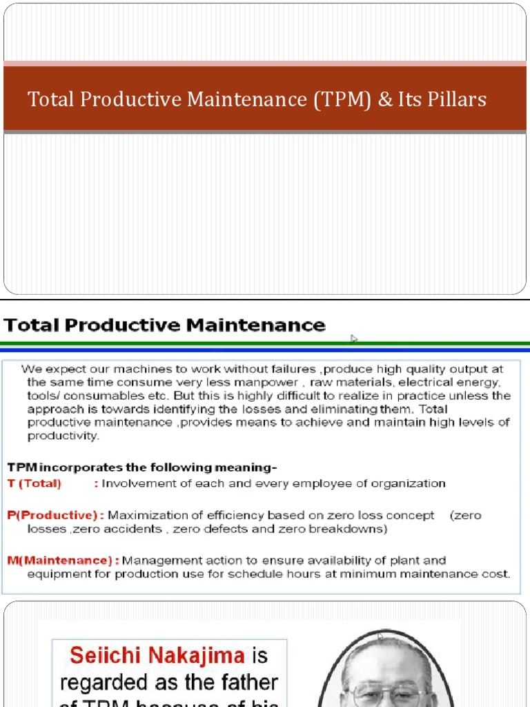 5.2 Total Productive Maintenance (TPM) & Its Pillars | PDF