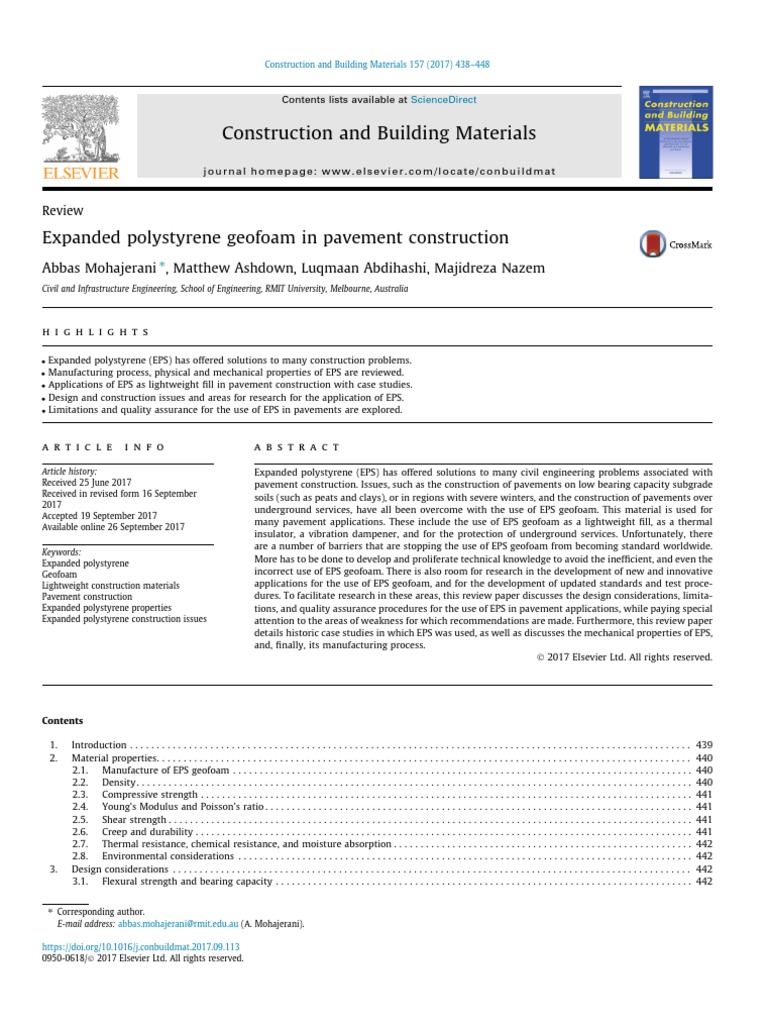 Expanded Polystyrene Geofoam in Pavement Construction | PDF ...