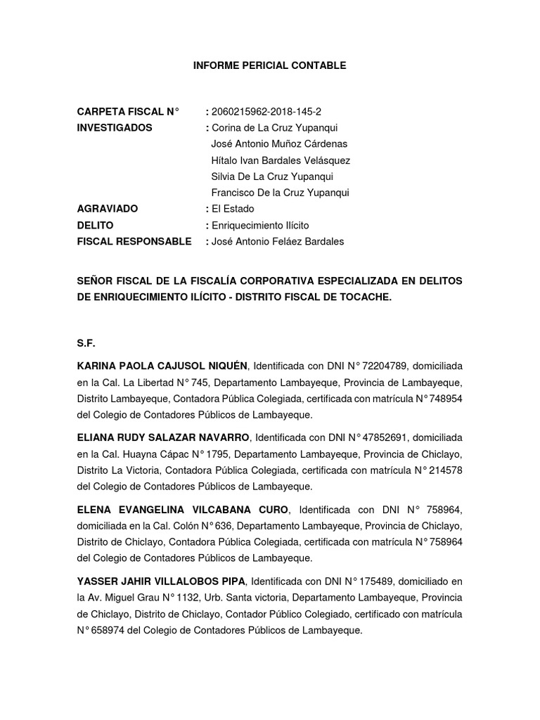 INFORME PERICIAL CONTABLE | Contabilidad | Bancos | Prueba gratuita de ...