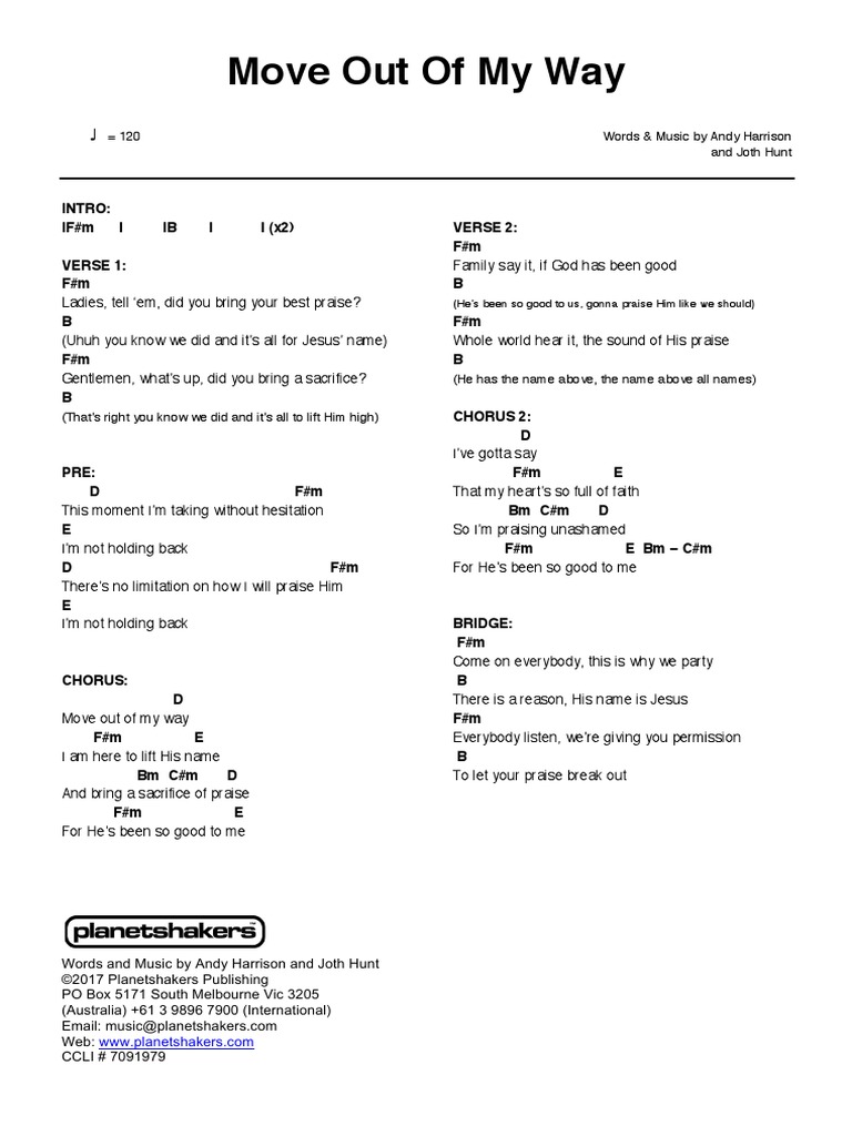 Move Out of My Way Chart | PDF