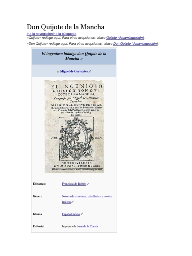 Don Quijote de La Mancha | PDF | Don Quijote | Miguel De Cervantes