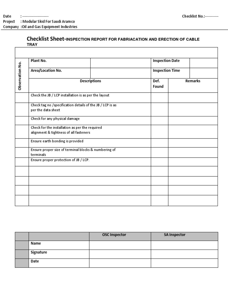 Electrical Installation Inspection Report | PDF