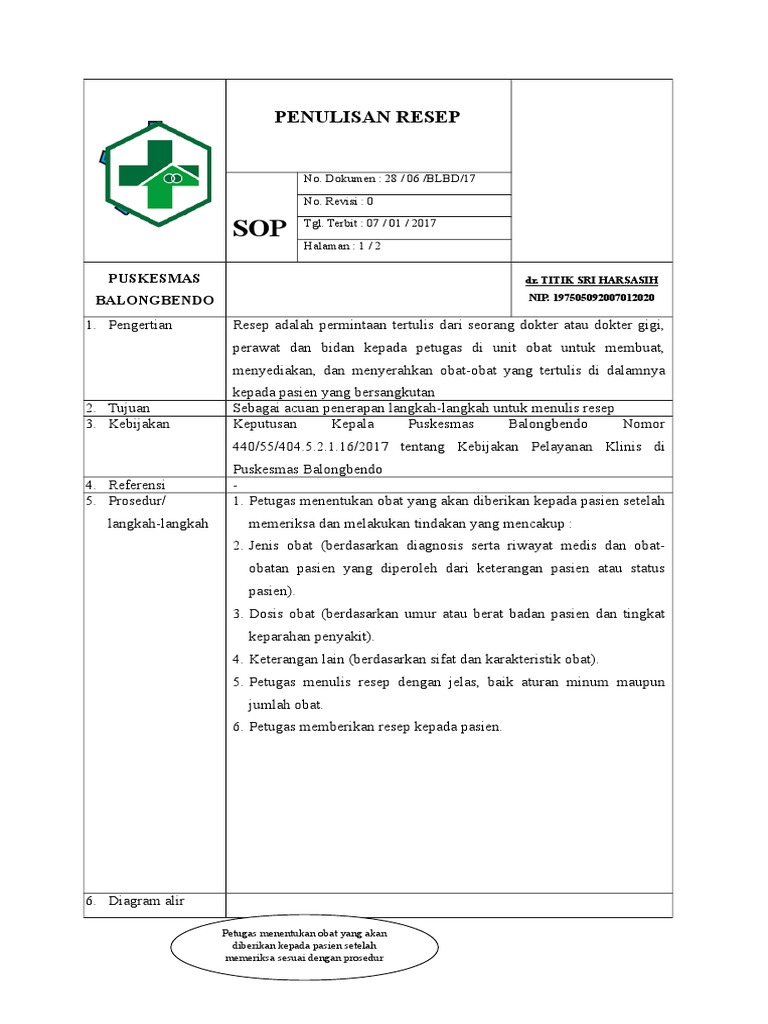 SOP Penulisan Resep | PDF