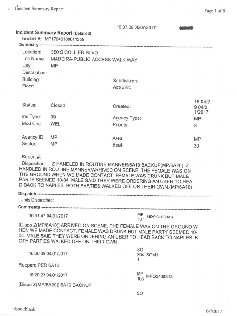 CAD Report From Lina Upham Incident | PDF