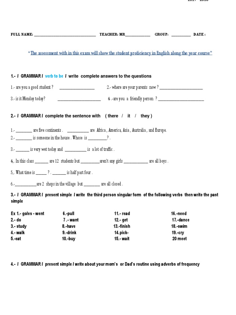 English Exam Progrees Test Format | PDF | Test (Assessment) | English ...