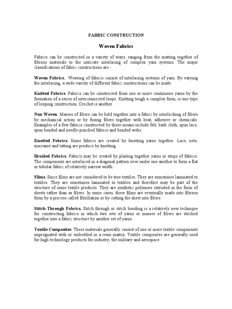 Fabric | PDF | Weaving | Loom