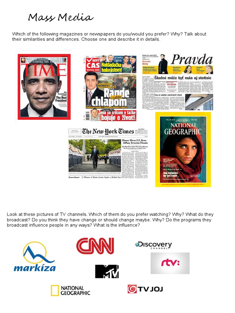 Mass Media Topic Maturita F | PDF