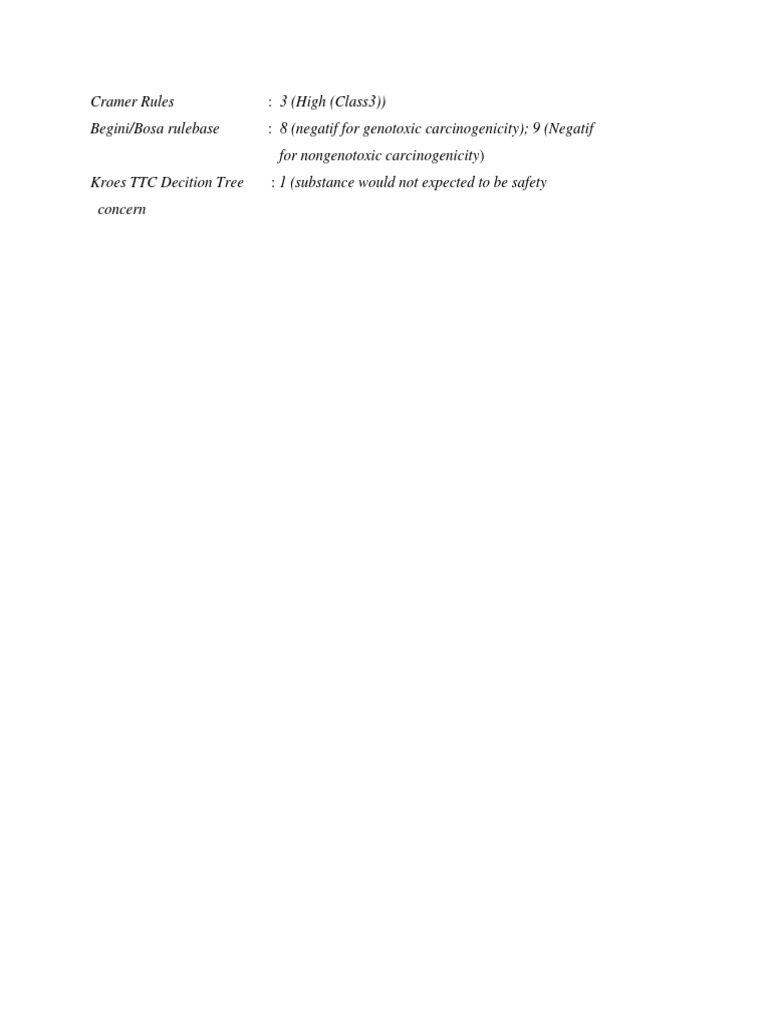 Cramer Rules Begini/Bosa Rulebase For Nongenotoxic Carcinogenicity ...