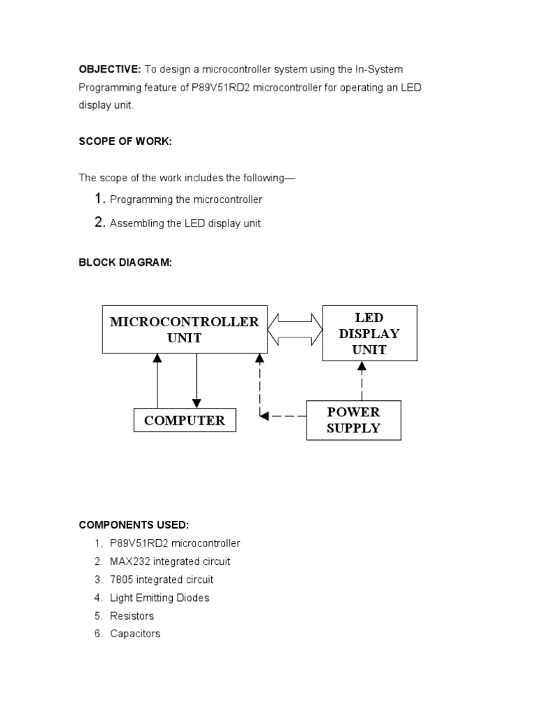 Microcontroller Unit LED Display Unit: OBJECTIVE: To Design A ...