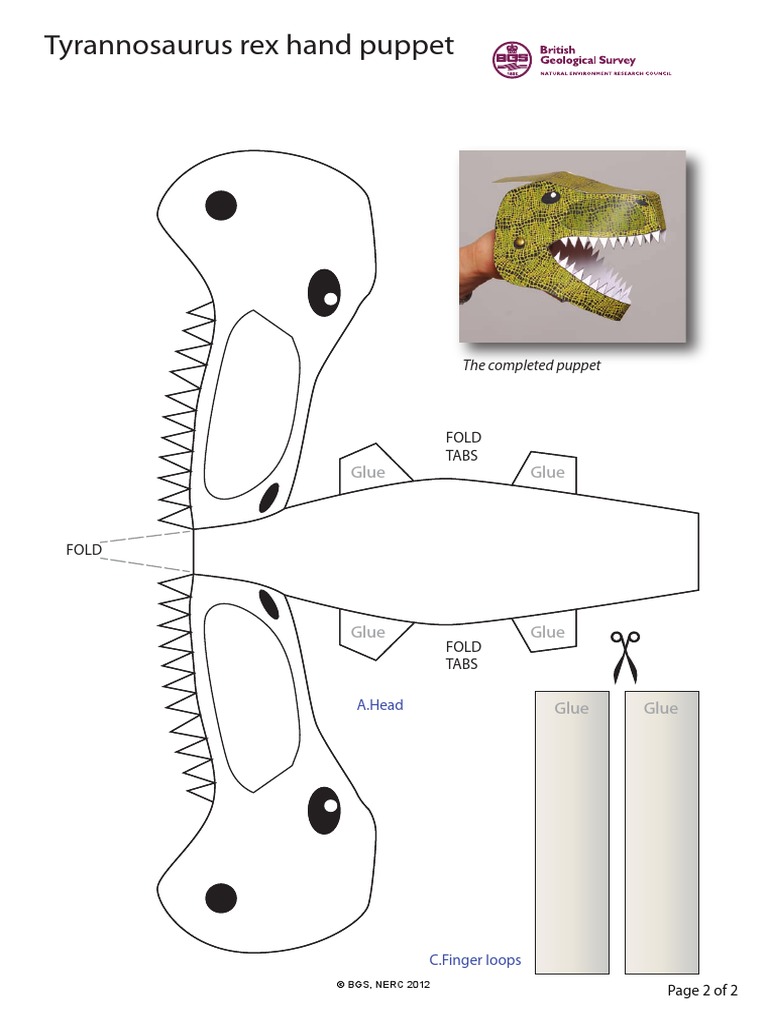 Tyrannosaurus Rex Hand Puppet: Fold Tabs | PDF | Nature | Leisure