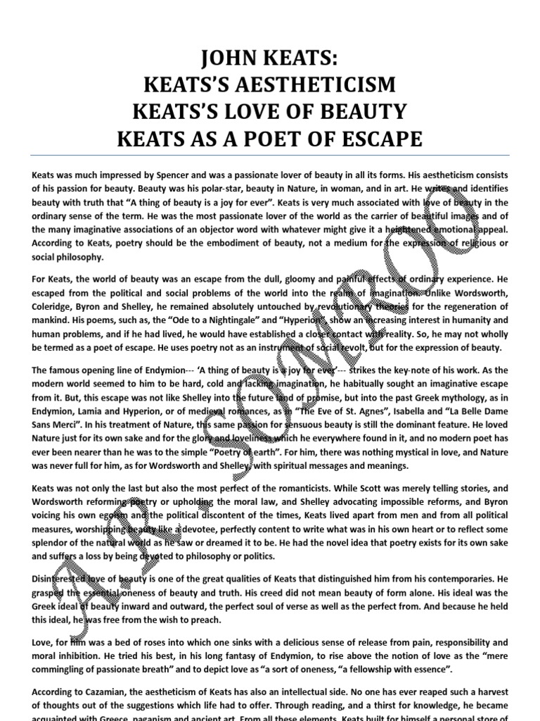John Keats | PDF | John Keats | Poetry