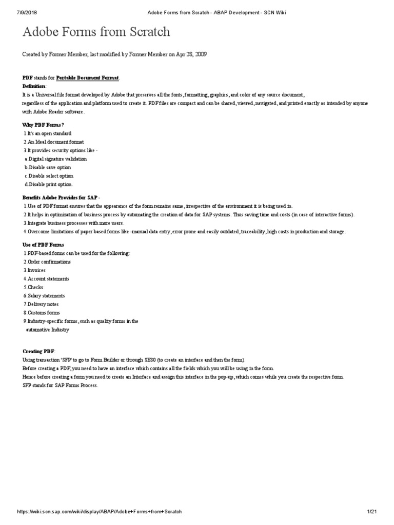 Adobe Forms From Scratch - ABAP Development - SCN Wiki | PDF | Page Layout | Interface (Computing)
