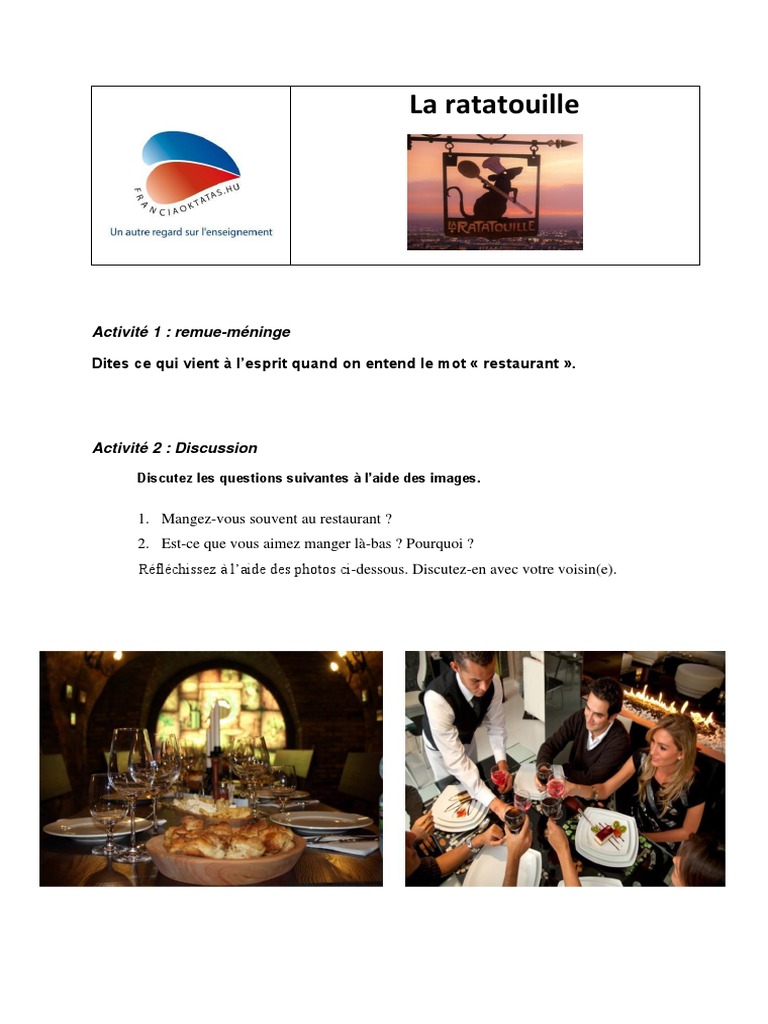 La brigade de cuisine dans Ratatouille | PDF | Nourritures