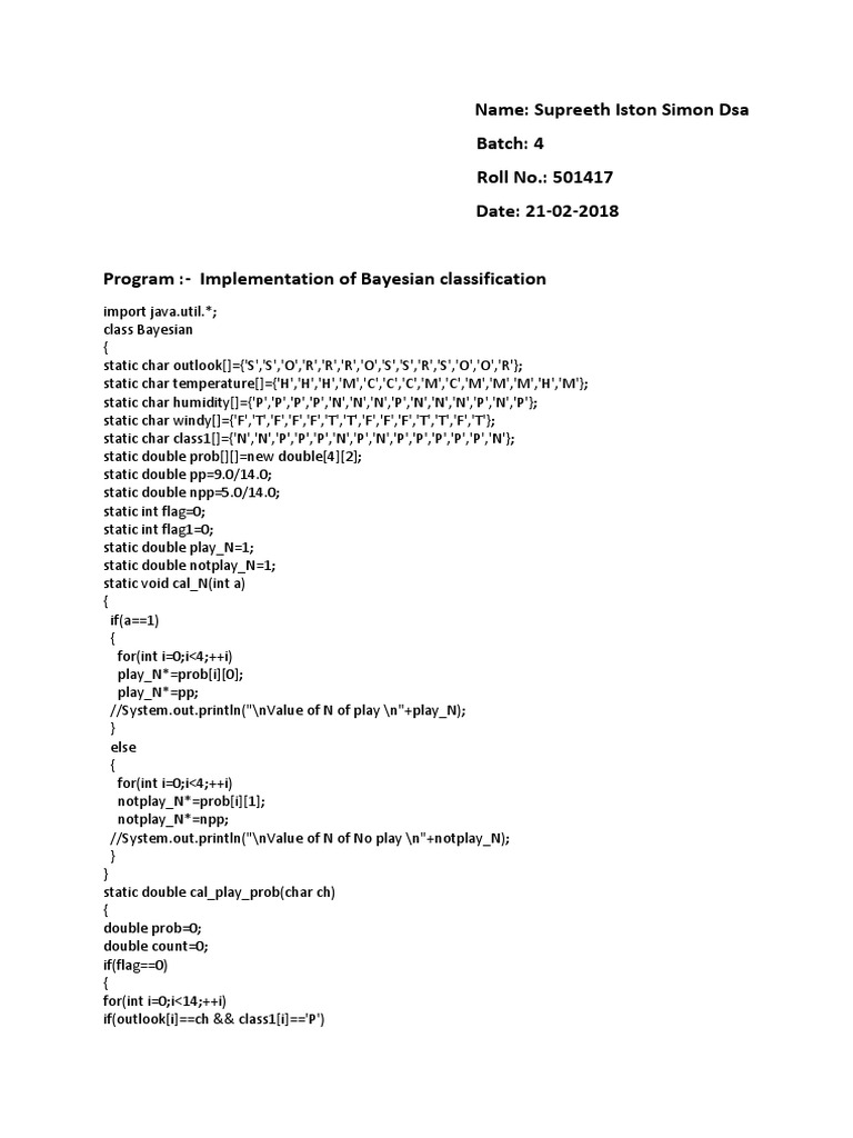 Name: Supreeth Iston Simon Dsa Batch: 4 Roll No.: 501417 Date: 21-02-2018 | PDF | Computer ...