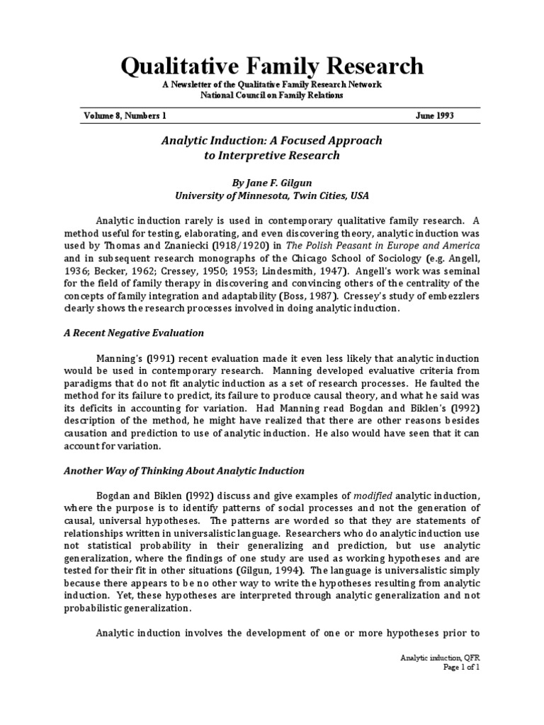 Analytic Induction: A Focused Approach to Interpretive Research ...