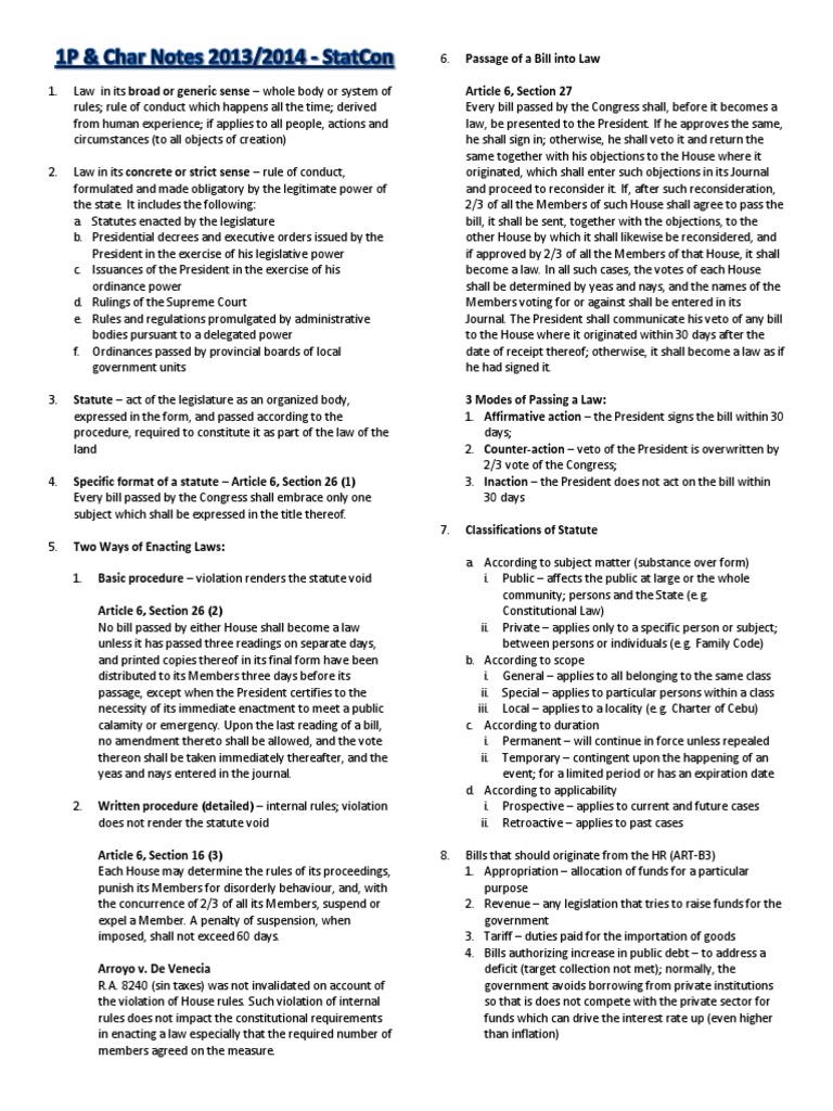 Statutory Construction Finals Reviewer | PDF | Standing (Law) | Bill (Law)