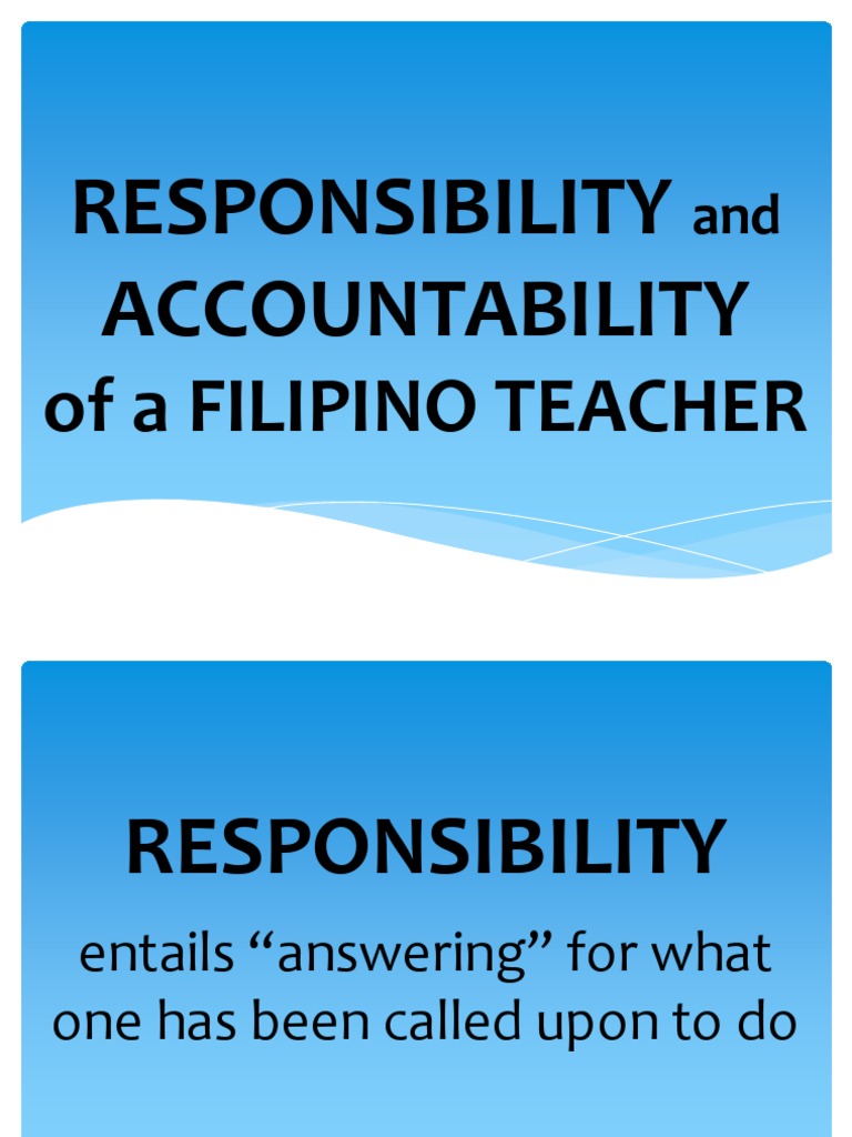 Responsibility Accountability: of A Filipino Teacher | PDF | School ...