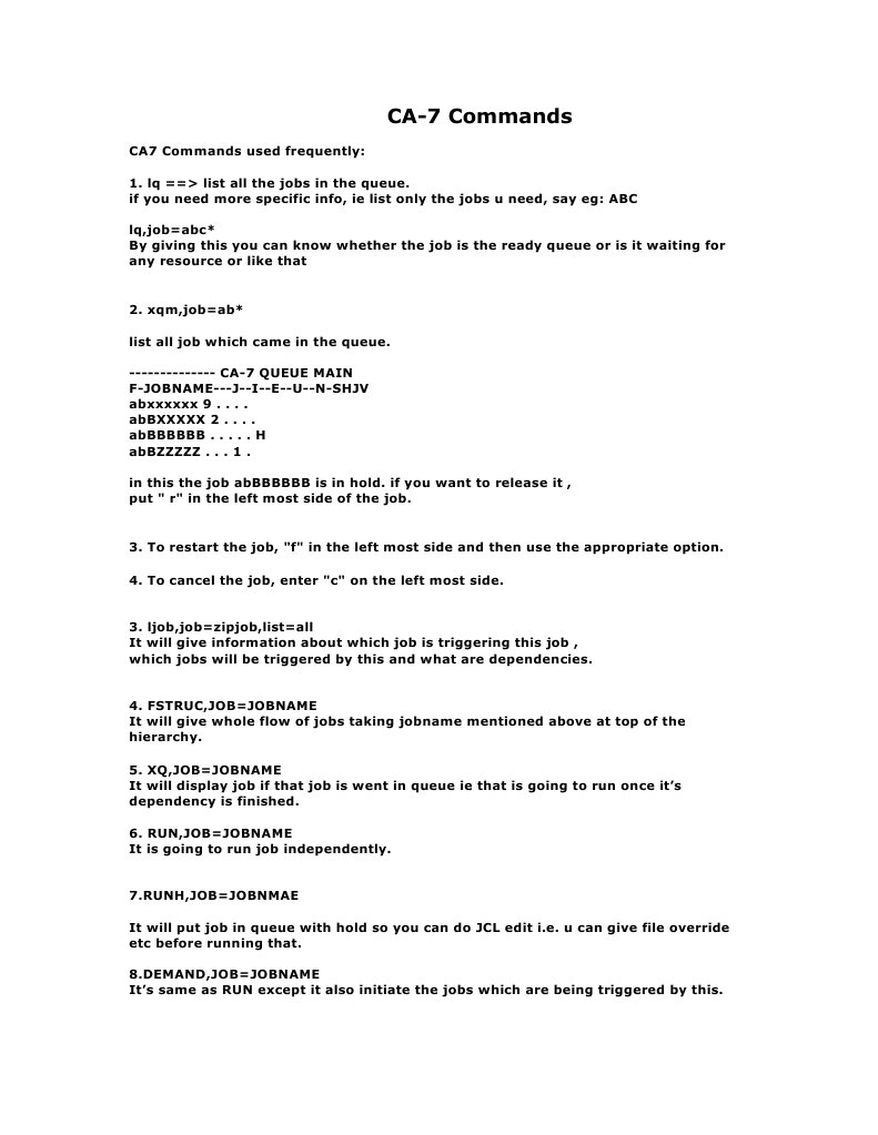 CA7 Commands Used Frequently | PDF | Computer Architecture | Computing