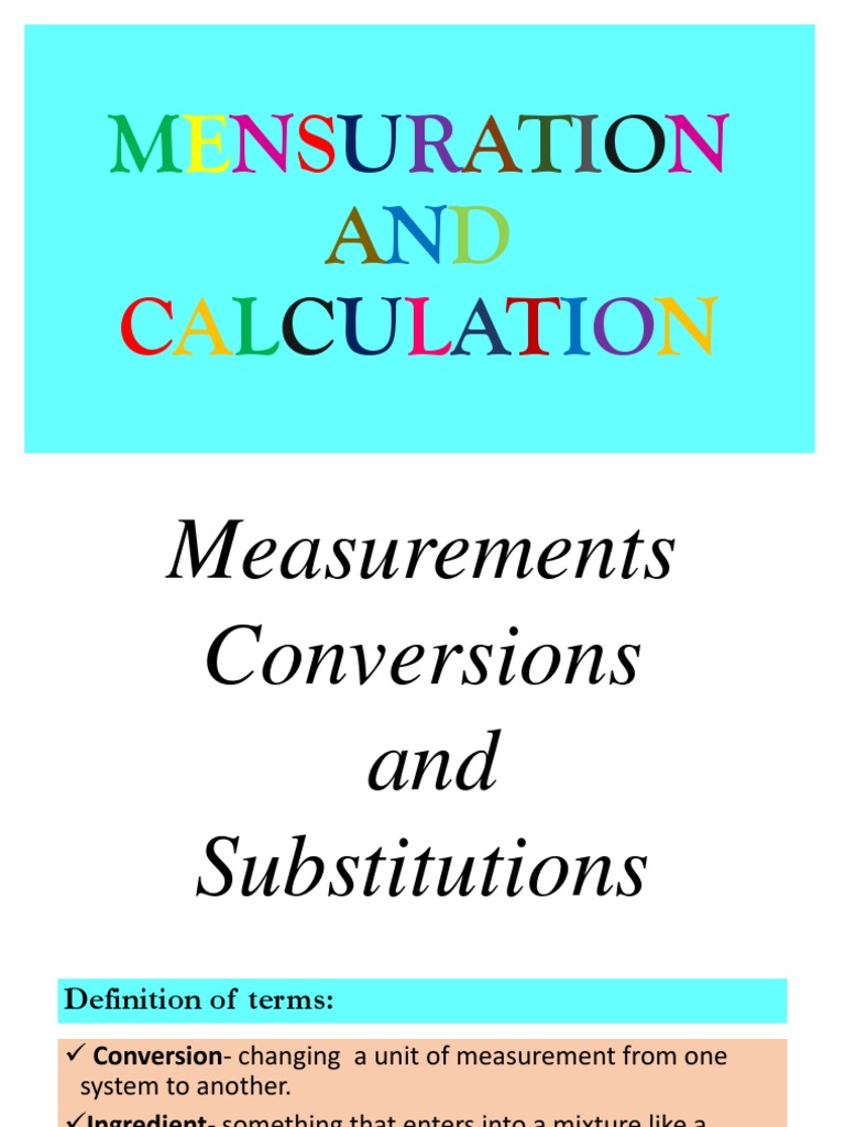 Measurements, Conversions, and Substitutions (Group 3) | PDF | Teaspoon ...
