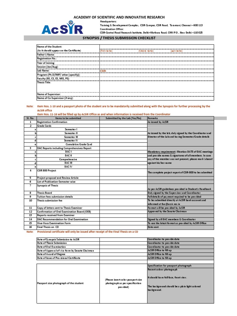 Thesis Check List | Download Free PDF | Thesis | Academia