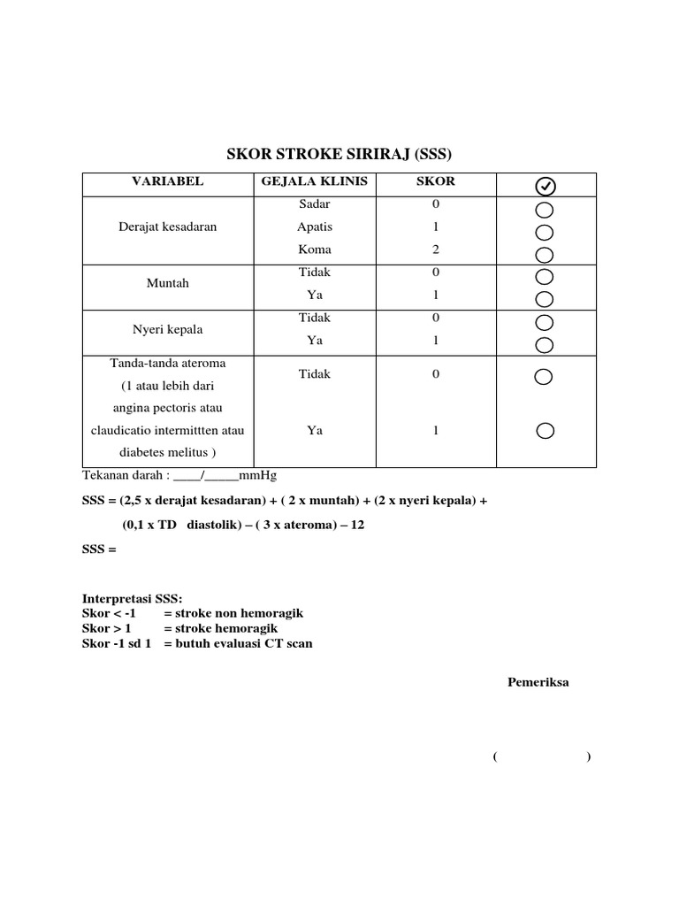 Skor Stroke RSUD | PDF