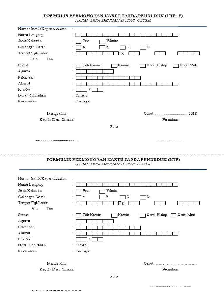Formulir Permohonan KTP | PDF