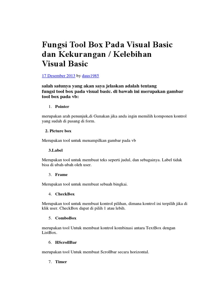 Panduan Tool Box Visual Basic | PDF | Teknologi & Rekayasa