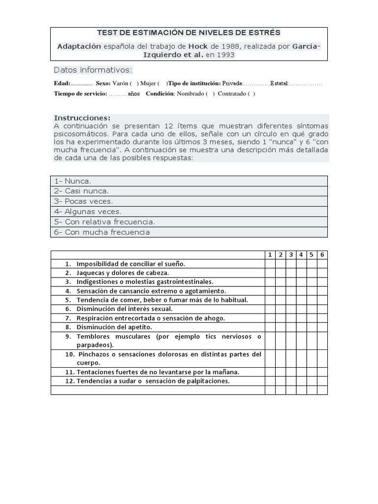 Test de Estres | PDF
