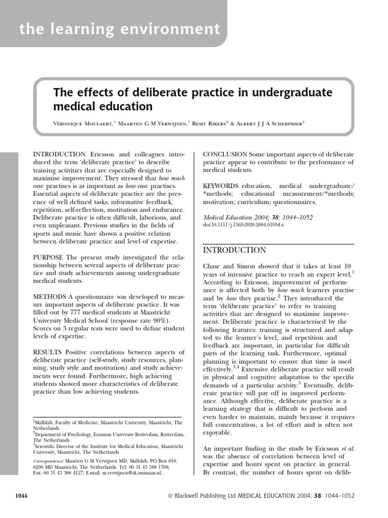 The Relationship Between Deliberate Practice and Academic Achievement ...