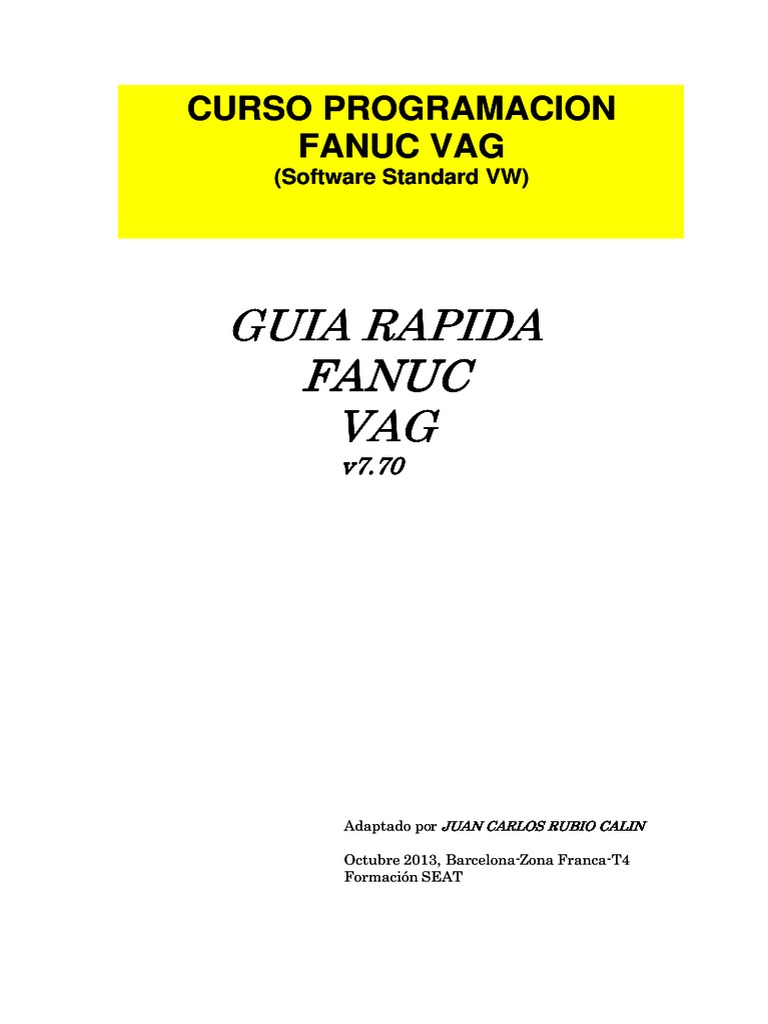 Curso Programacion Fanuc Guia Rapida | PDF | Apoyo | Ingenieria Eléctrica