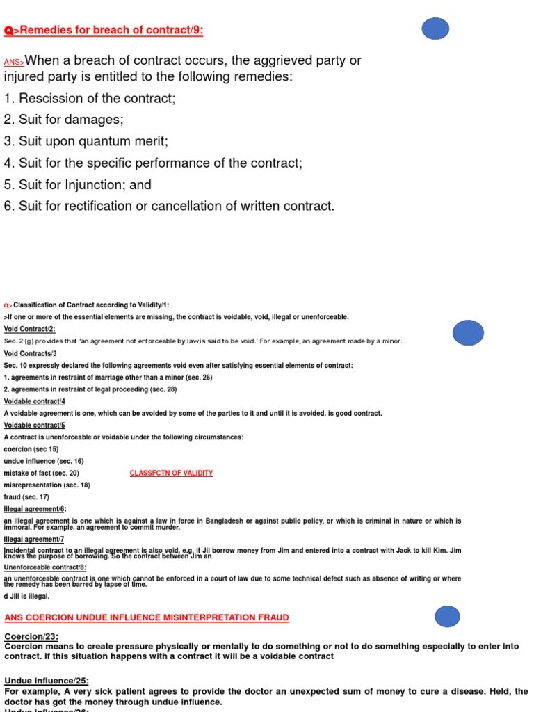 Q Remedies For Breach of Contract/9 | PDF | Supreme Courts | State ...
