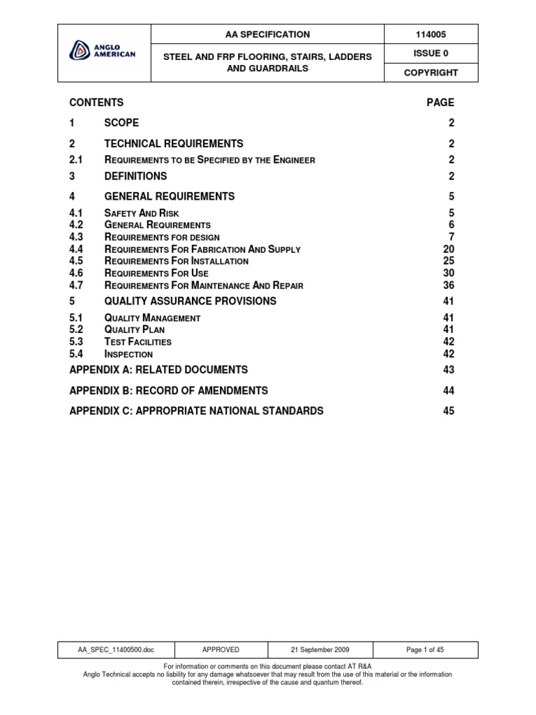 AA - SPEC - 114005 - Flooring, Stairs, Ladders & Handrails | PDF | Specification (Technical ...