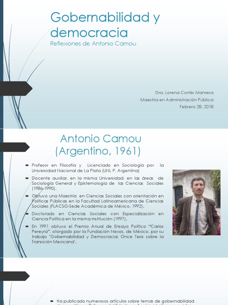 Gobernabilidad democrática y desafíos del buen gobierno: Reflexiones de Antonio Camou sobre la ...