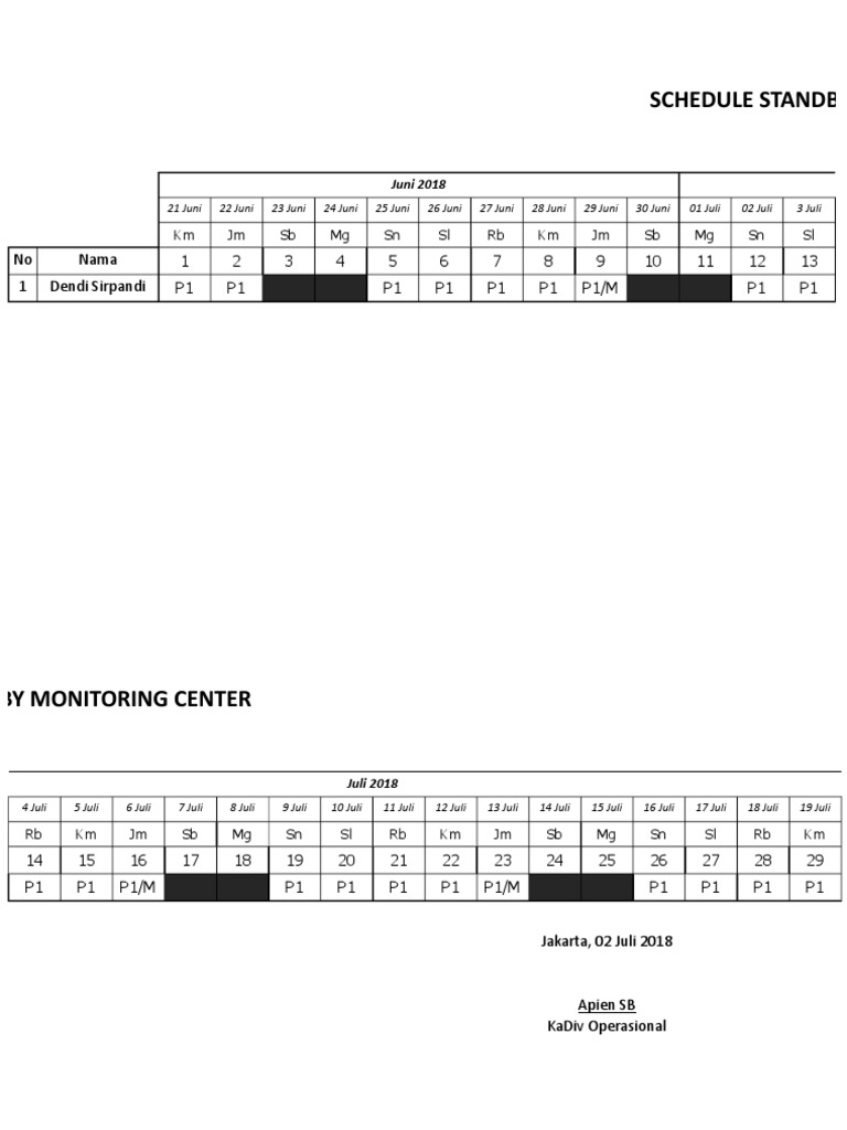 Schedule Standby Dendi S | PDF