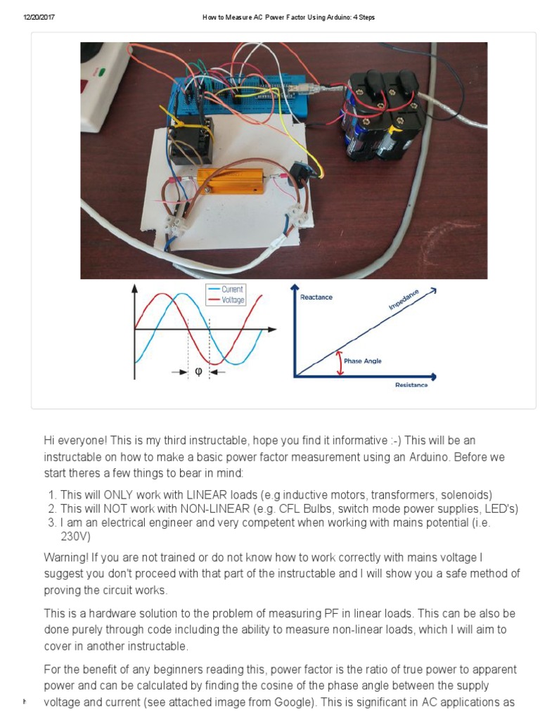 How To Measure AC Power Factor Using Arduino - 4 Steps | PDF | Ac Power | Alternating Current