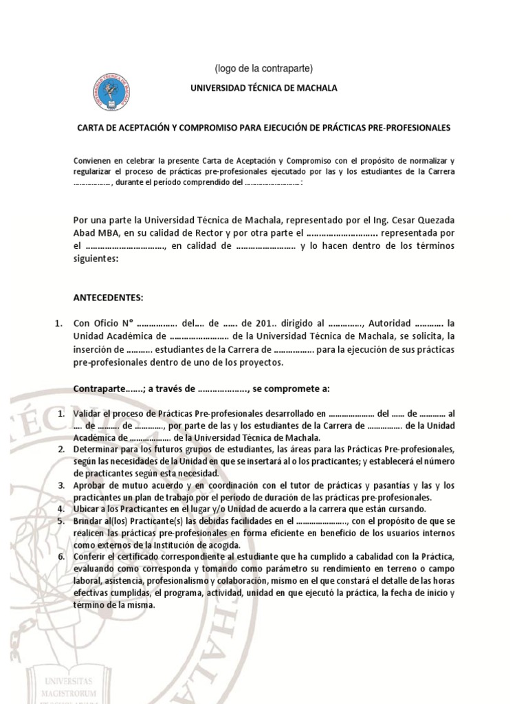 Formato de Carta de Compromiso | PDF