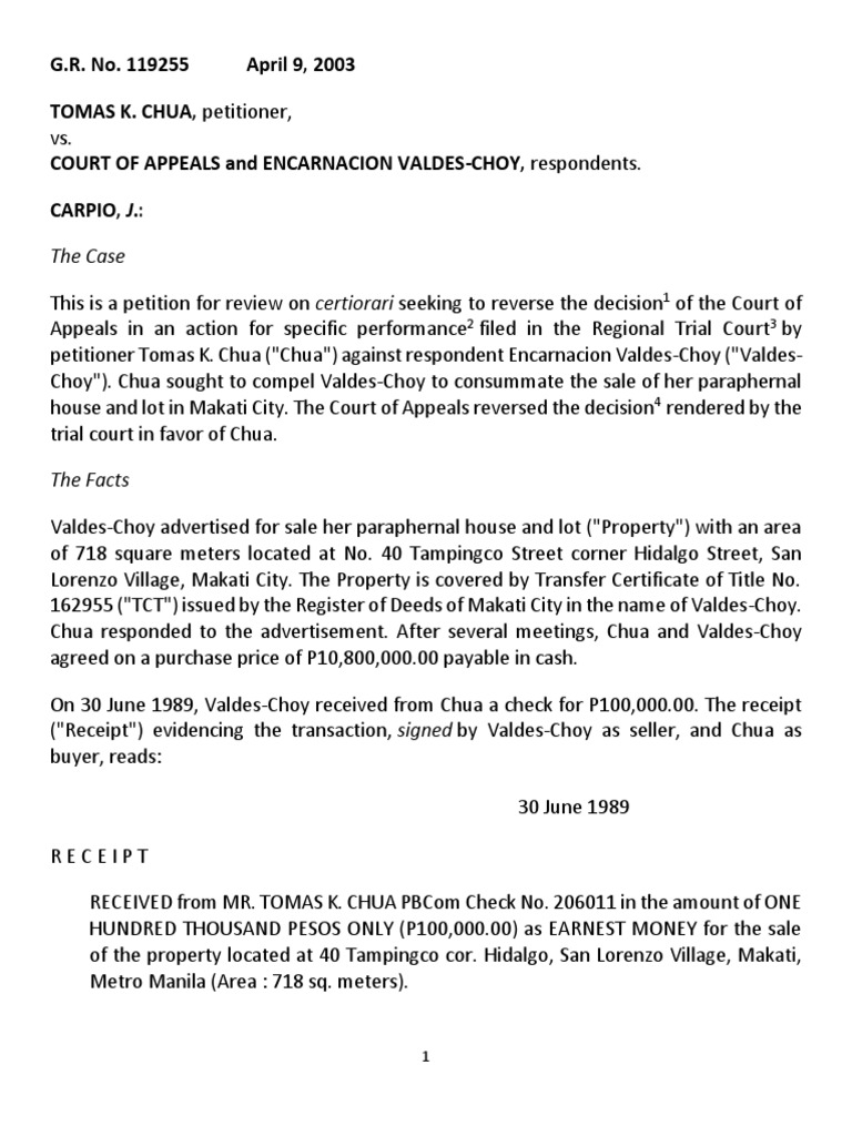 Court Orders Specific Performance of Real Estate Sale Agreement | PDF ...