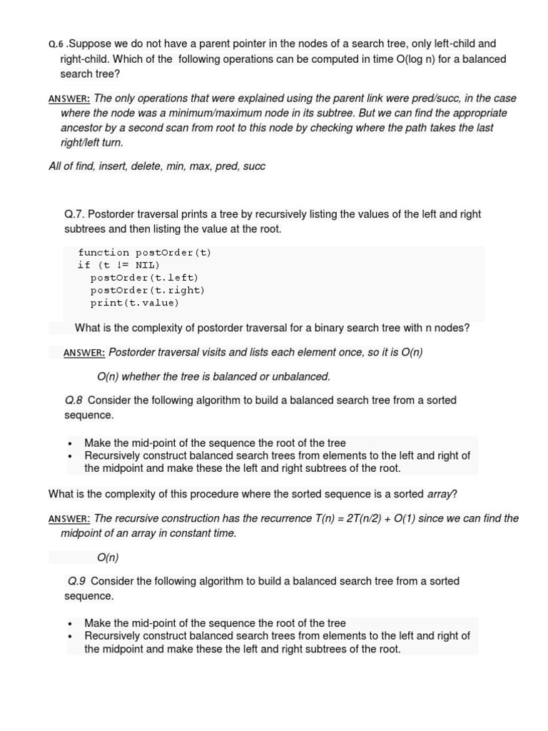 Quiz 6 Download Free Pdf Algorithms And Data Structures Mathematical Concepts