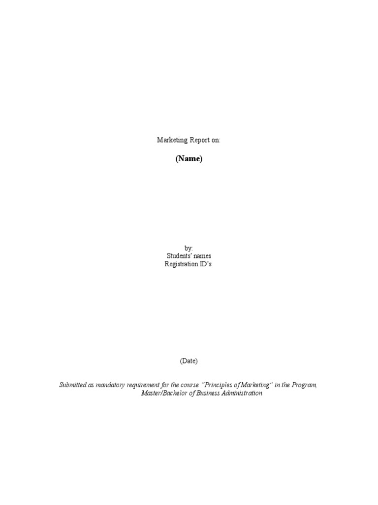 Marketing Report Template | PDF | Market Segmentation | Marketing