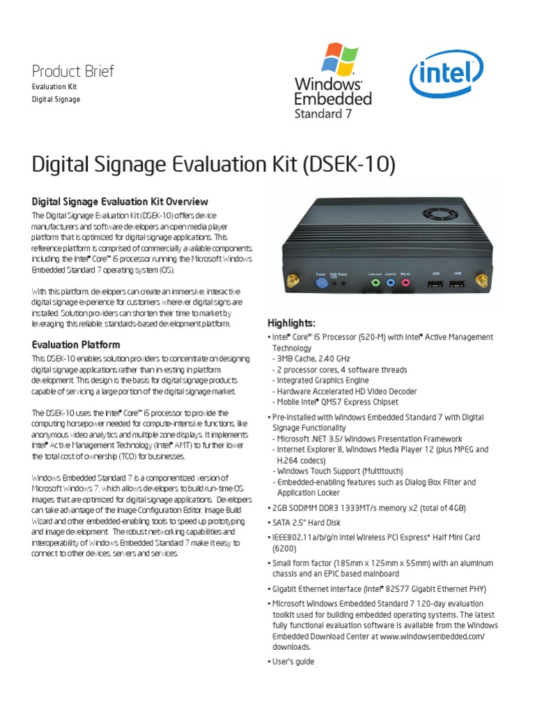 Digital Signage Eval Kit | PDF | Embedded System | Intel