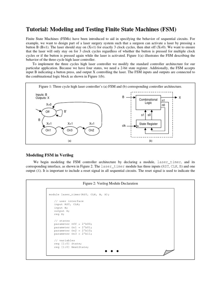 Tutorial: Modeling and Testing Finite State Machines (FSM) | PDF ...