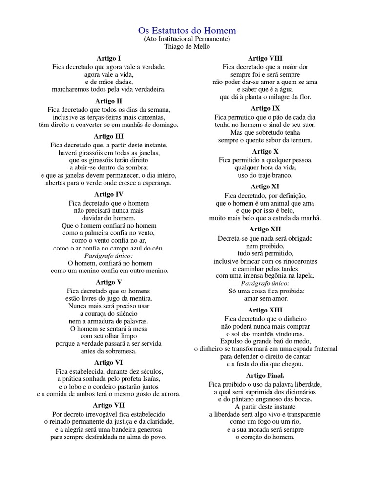Os Estatutos Do Homem PDF | PDF | Amor | Natureza