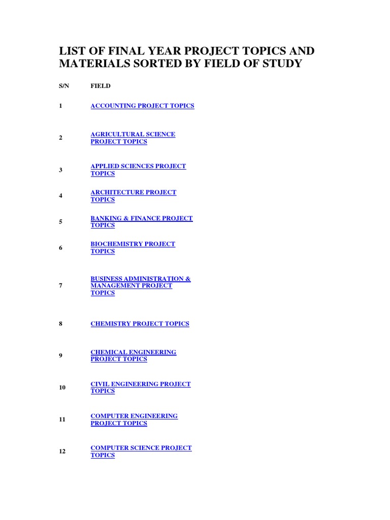 Final Year Project Topics and Materials | Download Free PDF ...