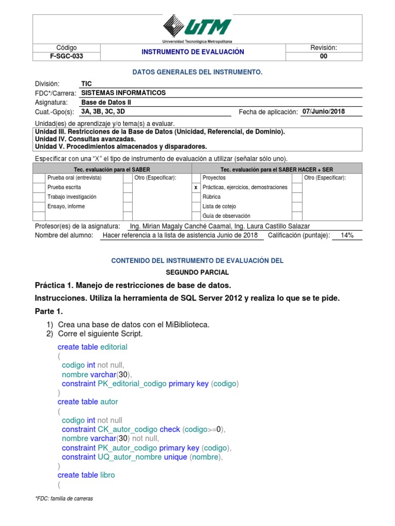 4 Practicas (HACER+SER) BDII Parcial2 | PDF | SQL | Tabla (base de datos)